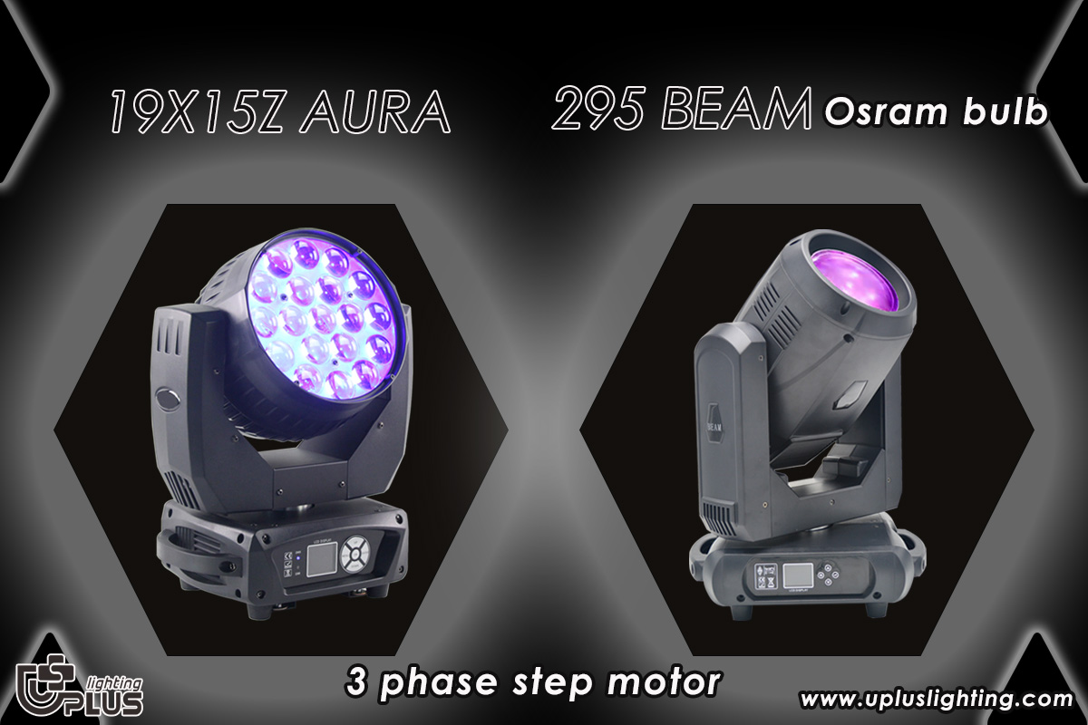 Two classic 19X15W Aura wash and 295W beam moving head - Uplus Lighting